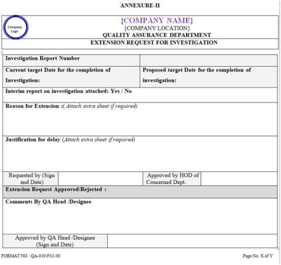 STANDARD OPERATING PROCEDURE FOR INVESTIGATION IN PHARMACEUTICAL ...