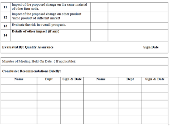 STANDARD OPERATING PROCEDURE FOR THE HANDLING OF CHANGE CONTROL IN ...