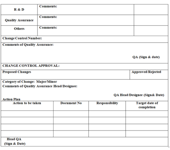 STANDARD OPERATING PROCEDURE FOR THE HANDLING OF CHANGE CONTROL IN ...
