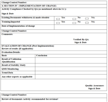 STANDARD OPERATING PROCEDURE FOR THE HANDLING OF CHANGE CONTROL IN ...