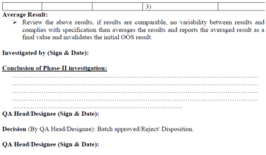 Standard Operating Procedure for Out of Specification (OOS) Results ...
