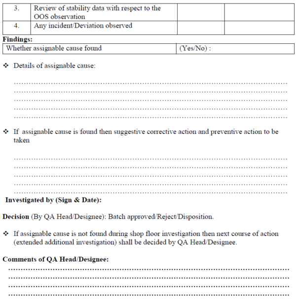 Standard Operating Procedure for Out of Specification (OOS) Results ...