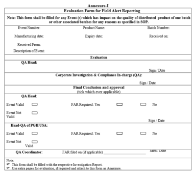 FIELD ALERT REPORTING IN PHARMACEUTICAL – PharmaGuideHub