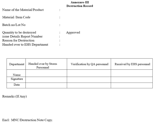 STORAGE AND HANDLING OF EXPIRED AND REJECTED FINISHED GOODS ...