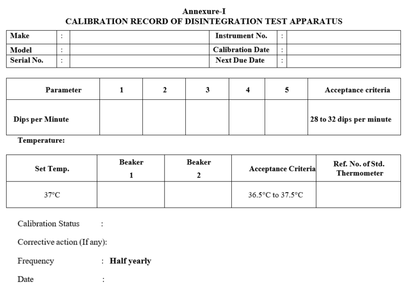 CALIBRATION OF DISINTEGRATION TEST APPARATUS – PharmaGuideHub