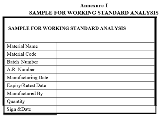 STANDARDIZATION AND STORAGE OF WORKING STANDARDS, PRIMARY STANDARDS ...