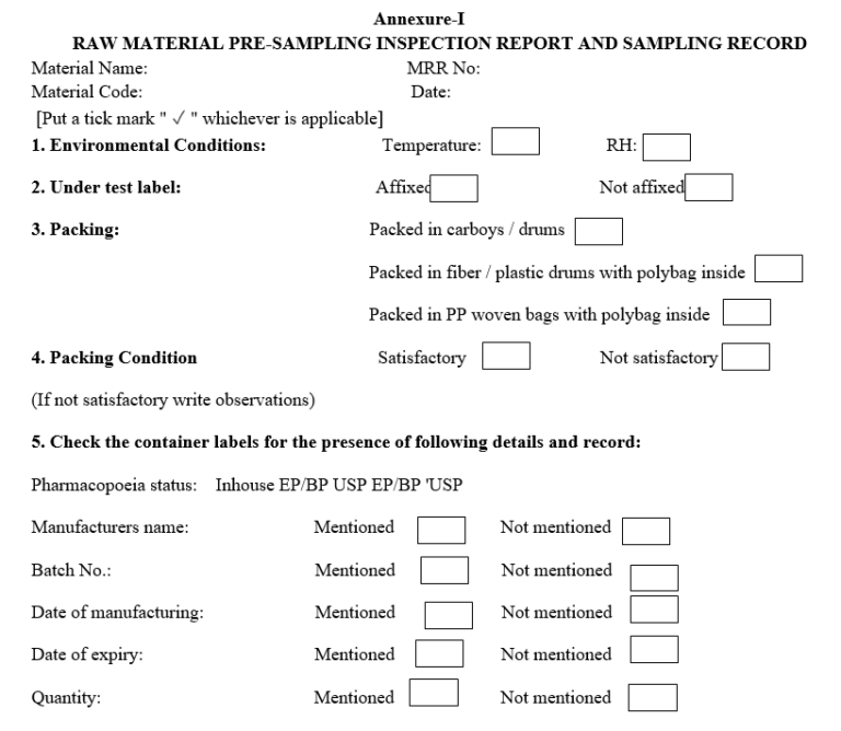 SAMPLING OF RAW MATERIAL – PharmaGuideHub