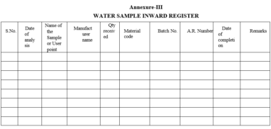 SAMPLING, REGISTRATION AND TESTING OF PURIFIED WATER FOR CHEMICAL AND ...