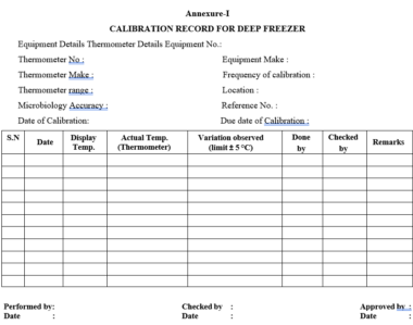 CALIBRATION AND TEMPERATURE MAPPING OF DEEP FREEZER – PharmaGuideHub