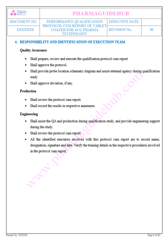 PERFORMANCE QUALIFICATION PROTOCOL CUM REPORT OF TABLET COATER FOR ACG ...