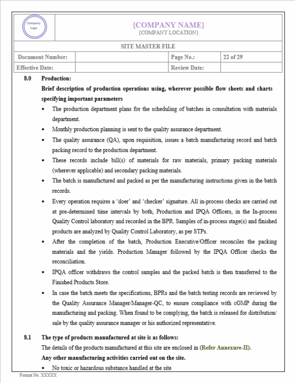 SITE MASTER FILE (SMF) – PharmaGuideHub