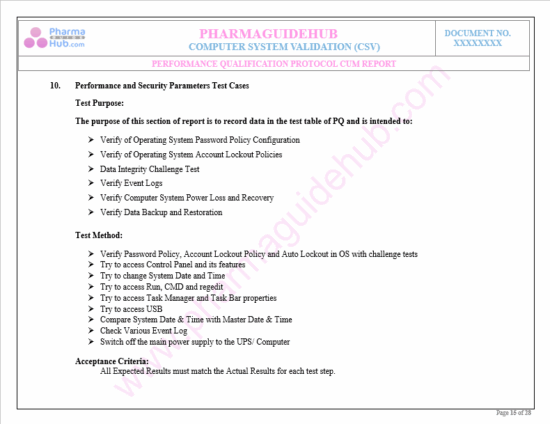 COMPUTER SYSTEM VALIDATION (CSV)PERFORMANCE QUALIFICATION PROTOCOL CUM ...