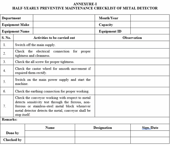 PREVENTIVE MAINTENANCE OF METAL DETECTOR – PharmaGuideHub