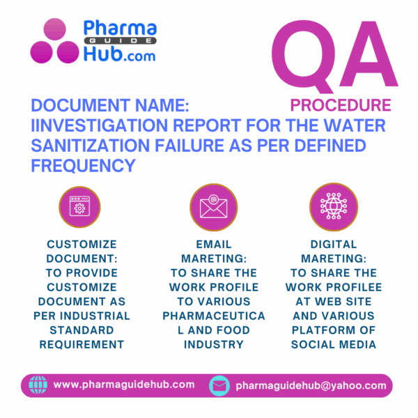 INVESTIGATION REPORT FOR THE WATER SANITIZATION FAILURE AS PER DEFINED ...
