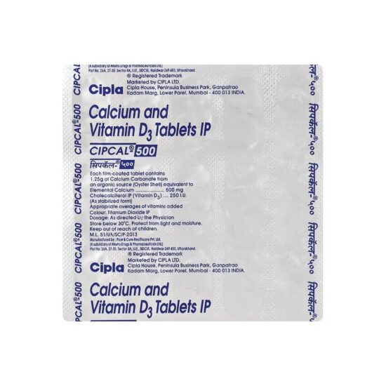 Cipcal 500 Tablet from Cipla | Source of Calcium & Vitamin D | For Bone ...